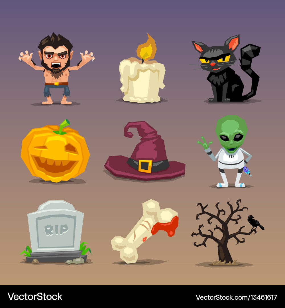 Funny halloween icons-set 4 Royalty Free Vector Image