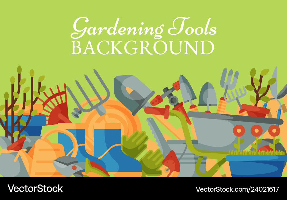 Garden tools background banner Royalty Free Vector Image