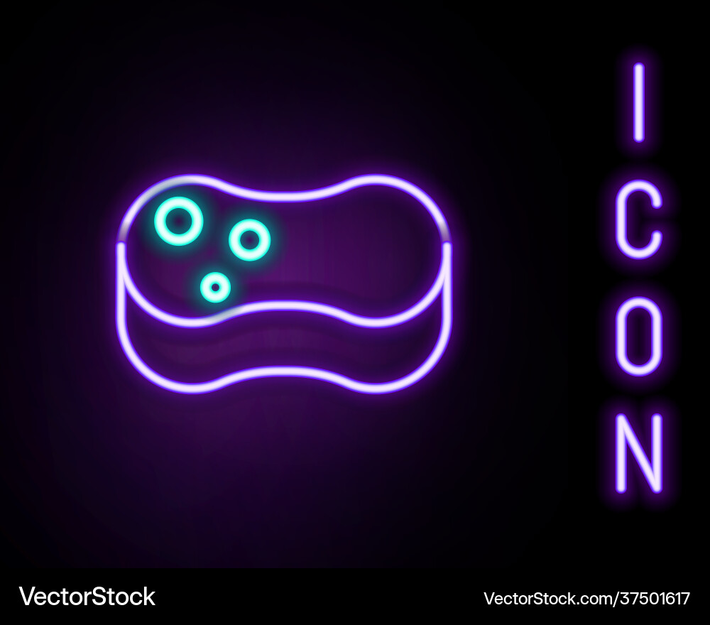 Glowing neon line sponge icon isolated on black Vector Image