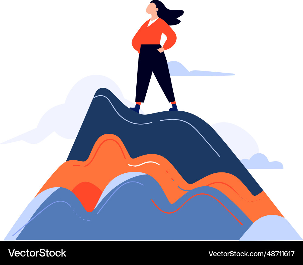 Hand drawn businessman standing on top Royalty Free Vector