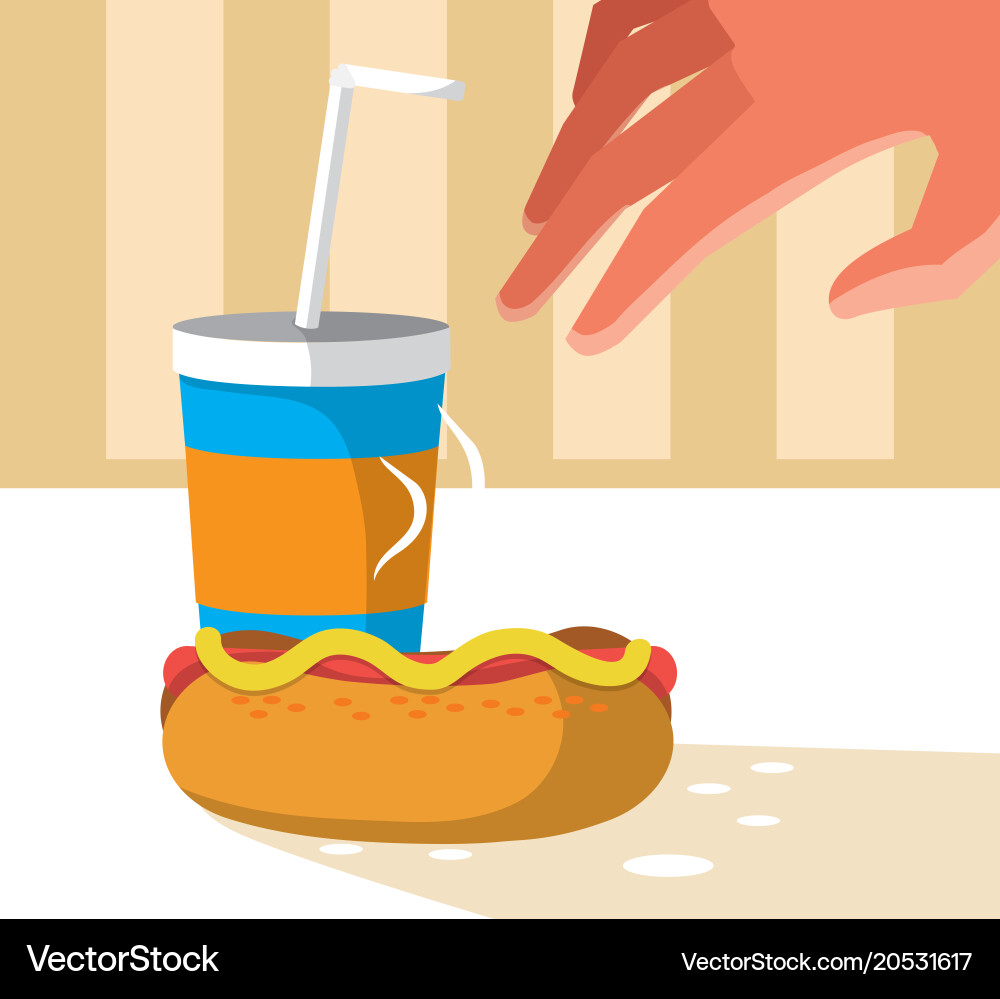 Hand grabbing fast food Royalty Free Vector Image