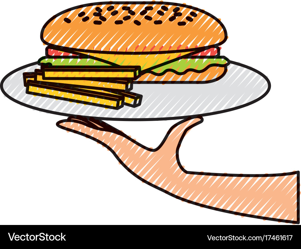 Hand holding sandwich in dish menu restaurant Vector Image