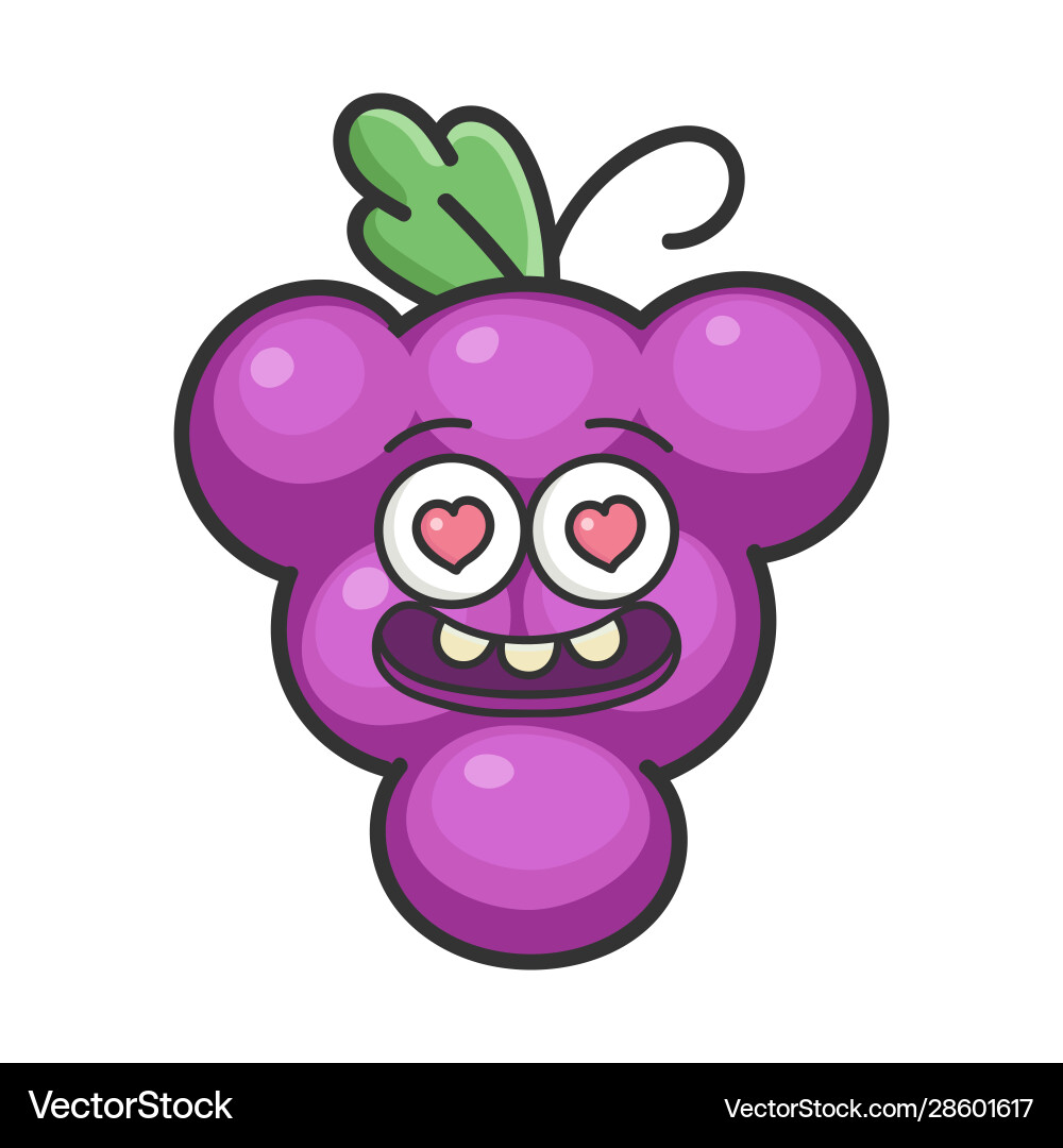 Happy cheerful grape cartoon character icon Vector Image