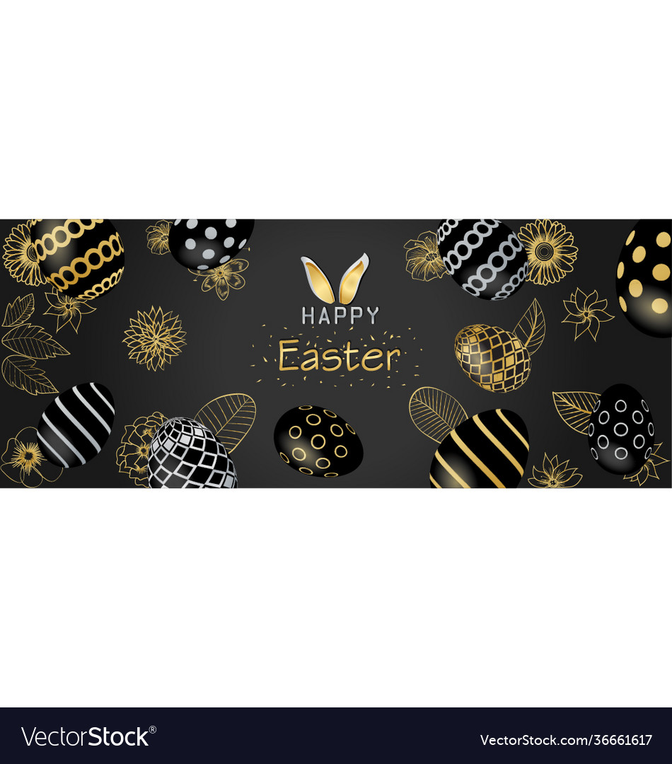 Happy easter poster spring theme with easter eggs Vector Image