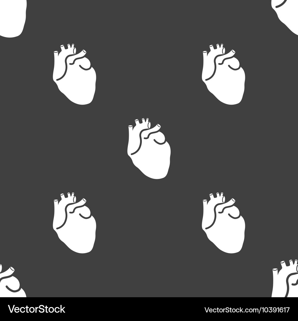Human heart sign seamless pattern on a gray Vector Image