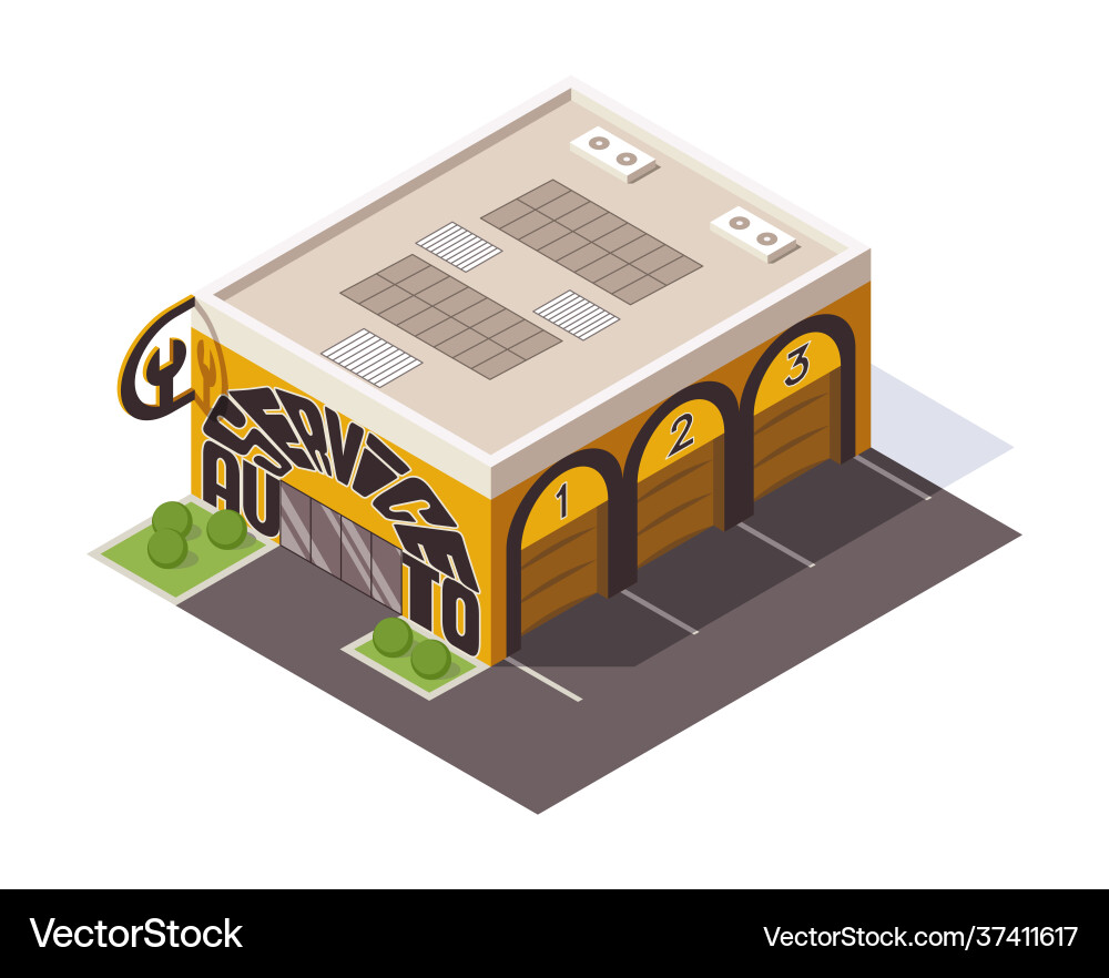 Isometric auto service car service top view Vector Image