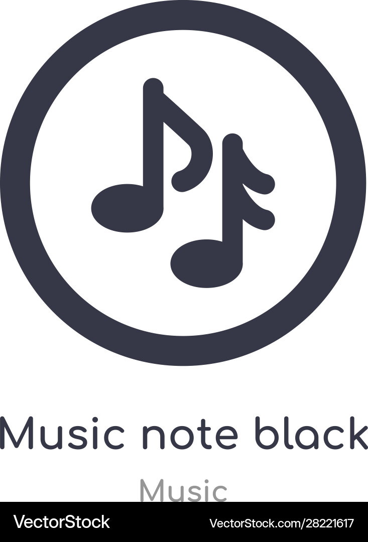 Music note black outline icon isolated line from Vector Image