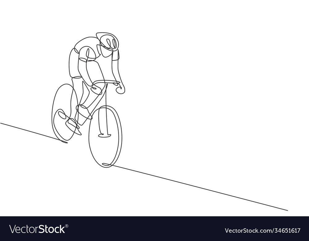 One single line drawing young energetic man Vector Image