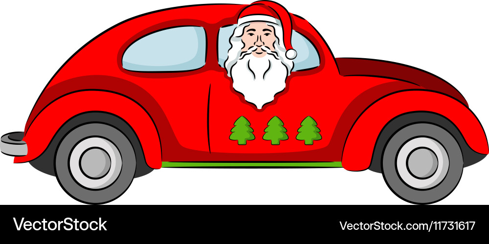 Santa claus in car Royalty Free Vector Image - VectorStock