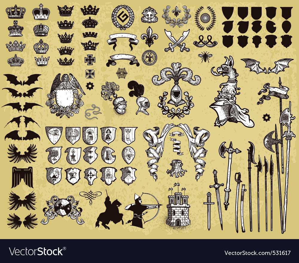 Set heraldic elements Royalty Free Vector Image
