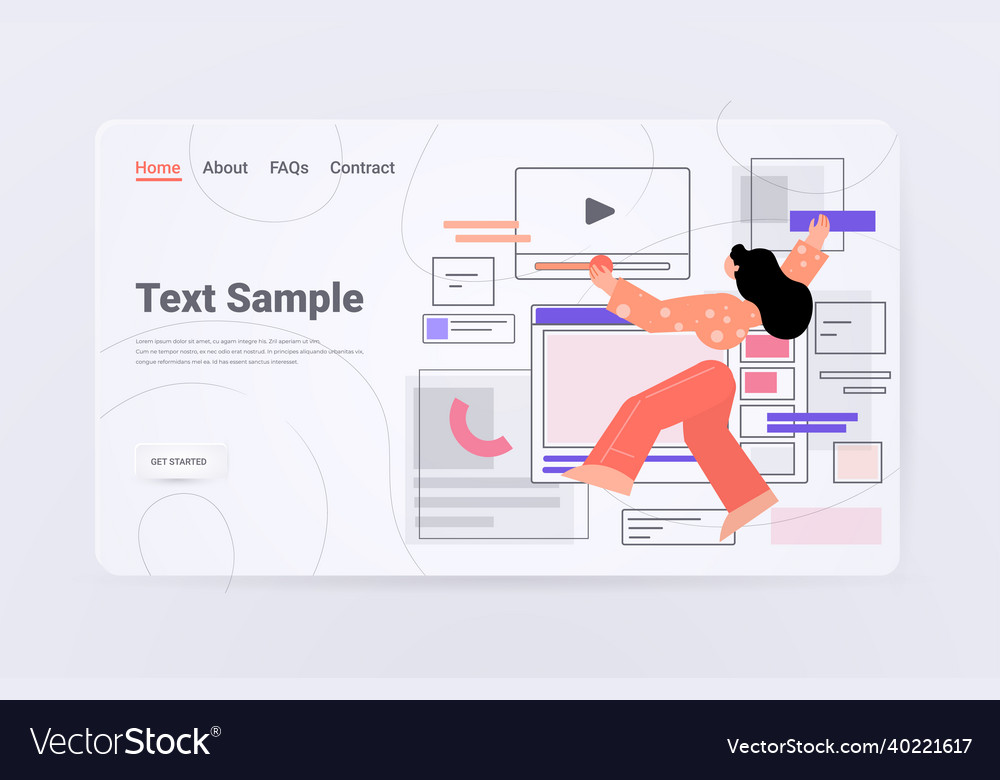 Woman developer creating website ui interface web Vector Image