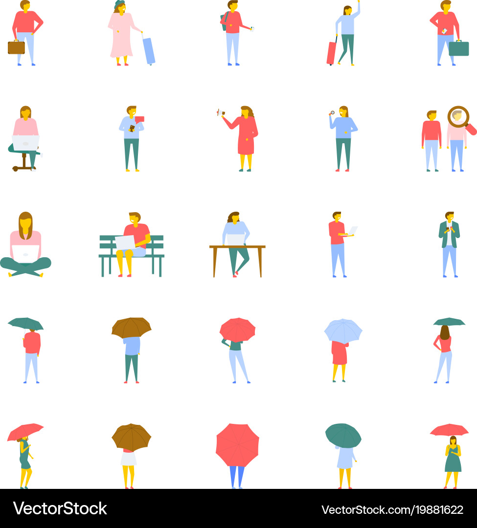 A icons set people in flat design Royalty Free Vector Image