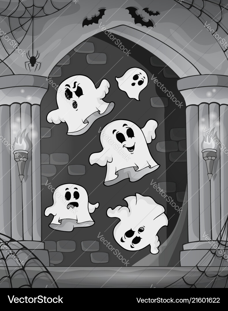 Black and white alcove and ghosts 2 Royalty Free Vector