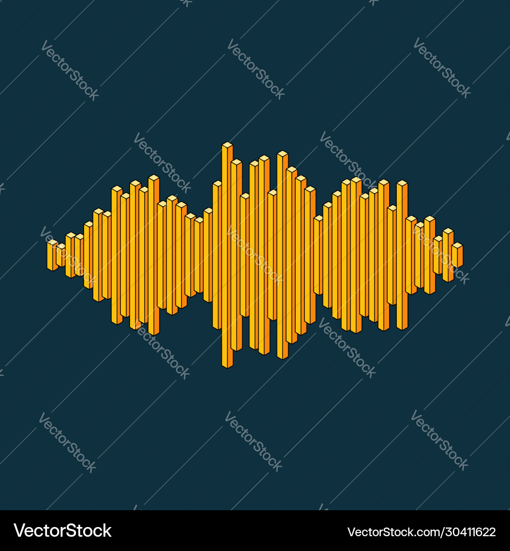 Flat isometric music wave icon made peak lines Vector Image