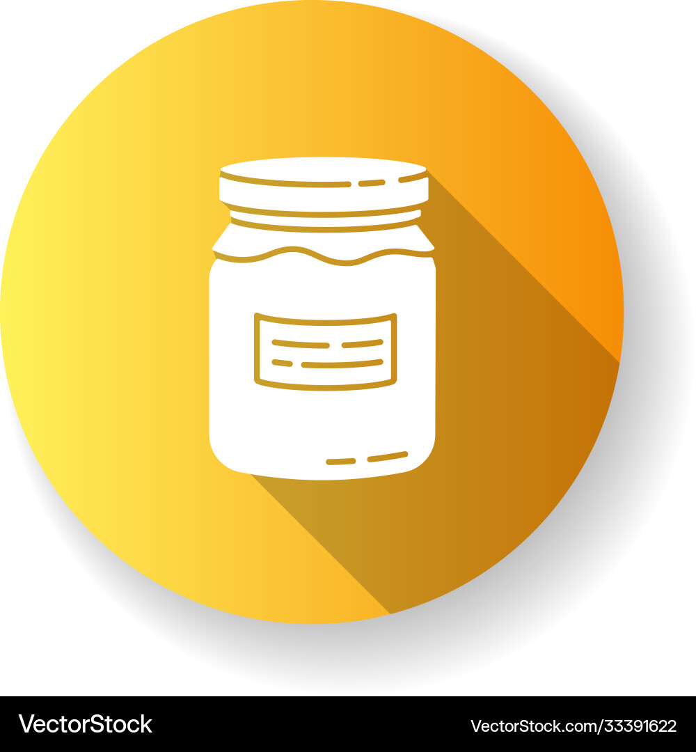 Glass jar yellow flat design long shadow glyph Vector Image
