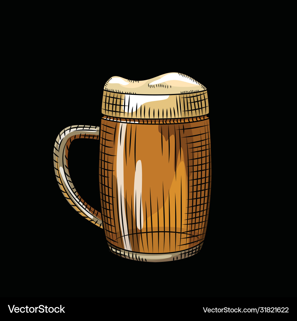 Glass light beer isolated on black background Vector Image