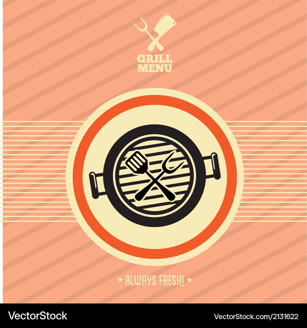Grill menu over orange background Royalty Free Vector Image