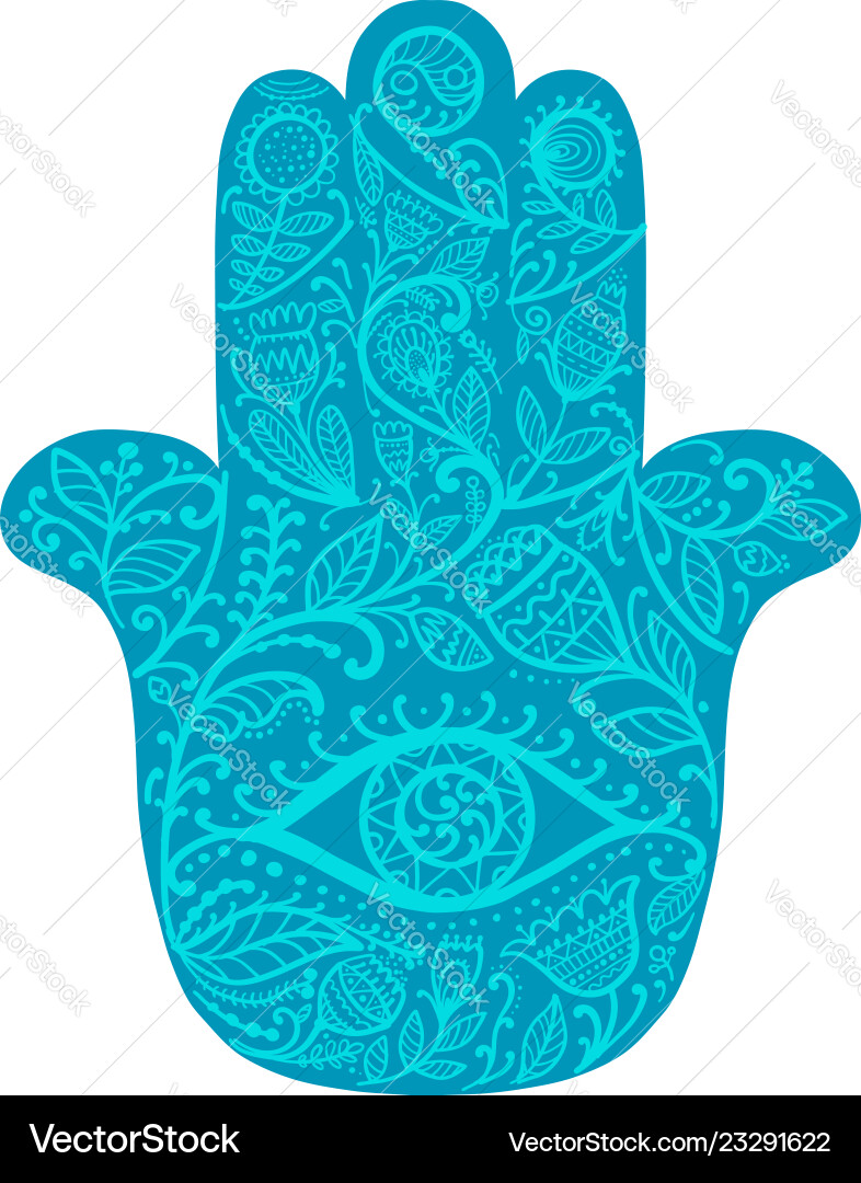 Indian ornate hand hamsa symbol Royalty Free Vector Image