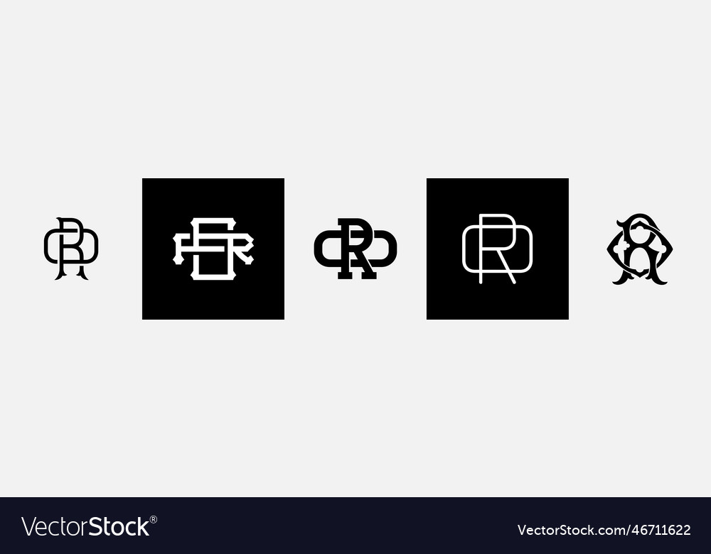 Initial letters or monogram logo design bundle Vector Image