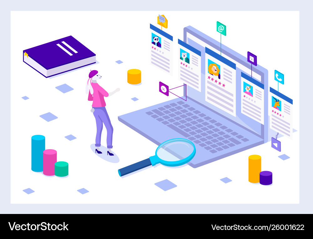 Isometric hiring and recruitment Royalty Free Vector Image