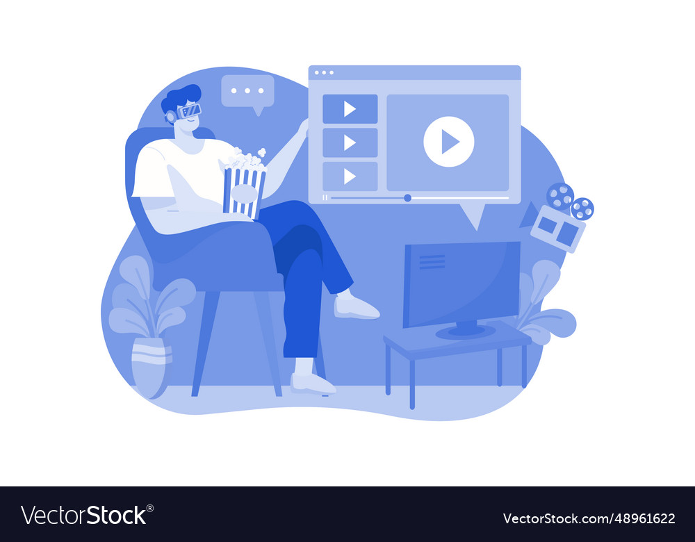 Man watching video using vr tech Royalty Free Vector Image