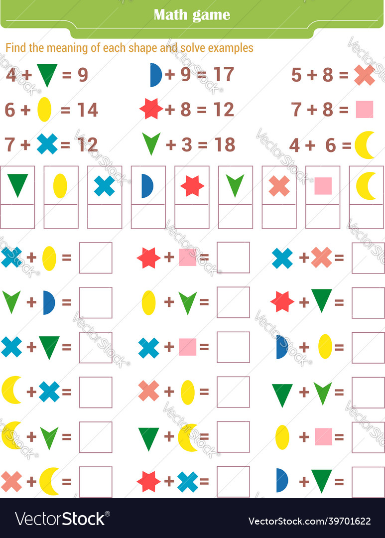 Math game for children find the meaning Royalty Free Vector