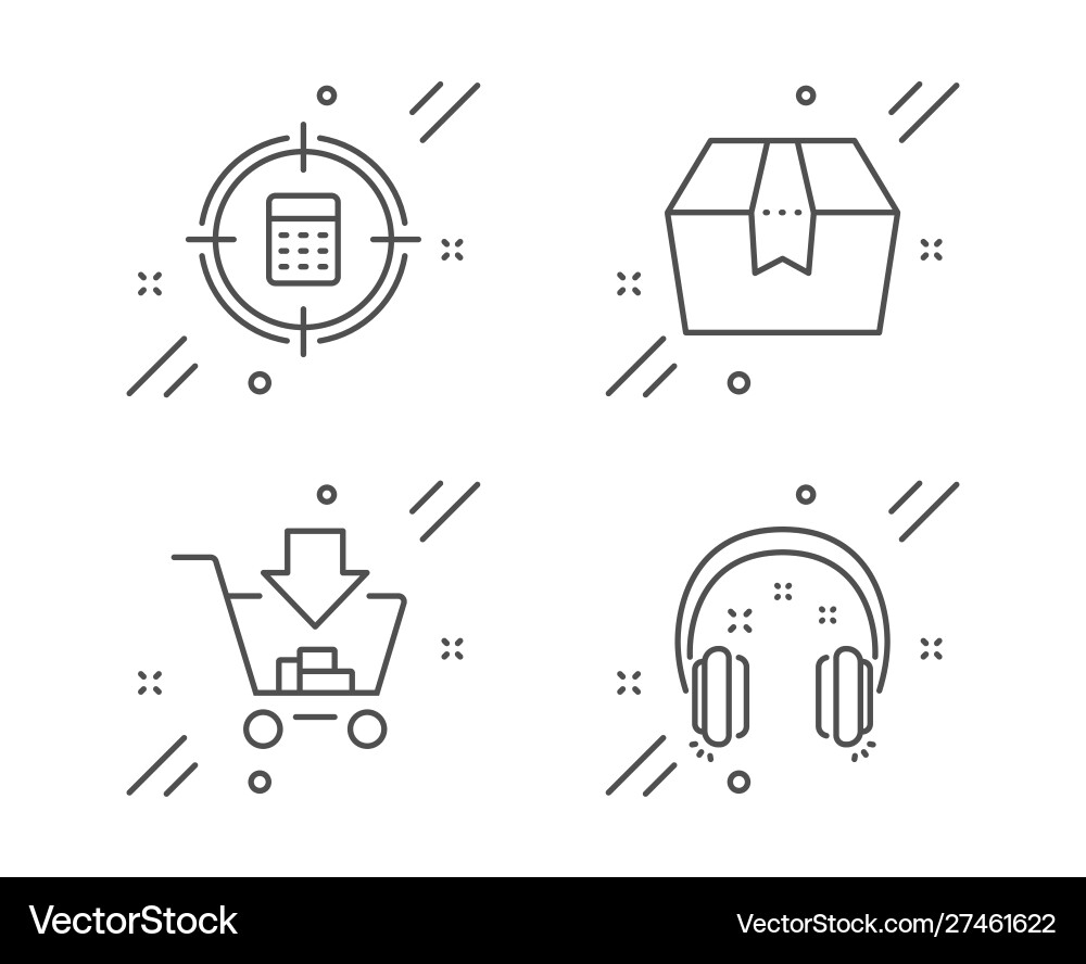 Package box shopping and calculator target icons Vector Image