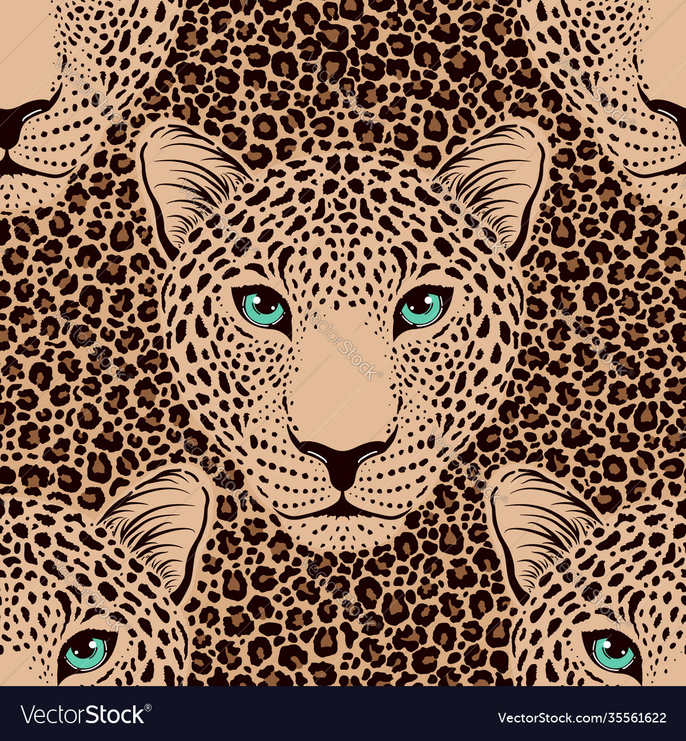 Pattern with leopard muzzle and fur Royalty Free Vector