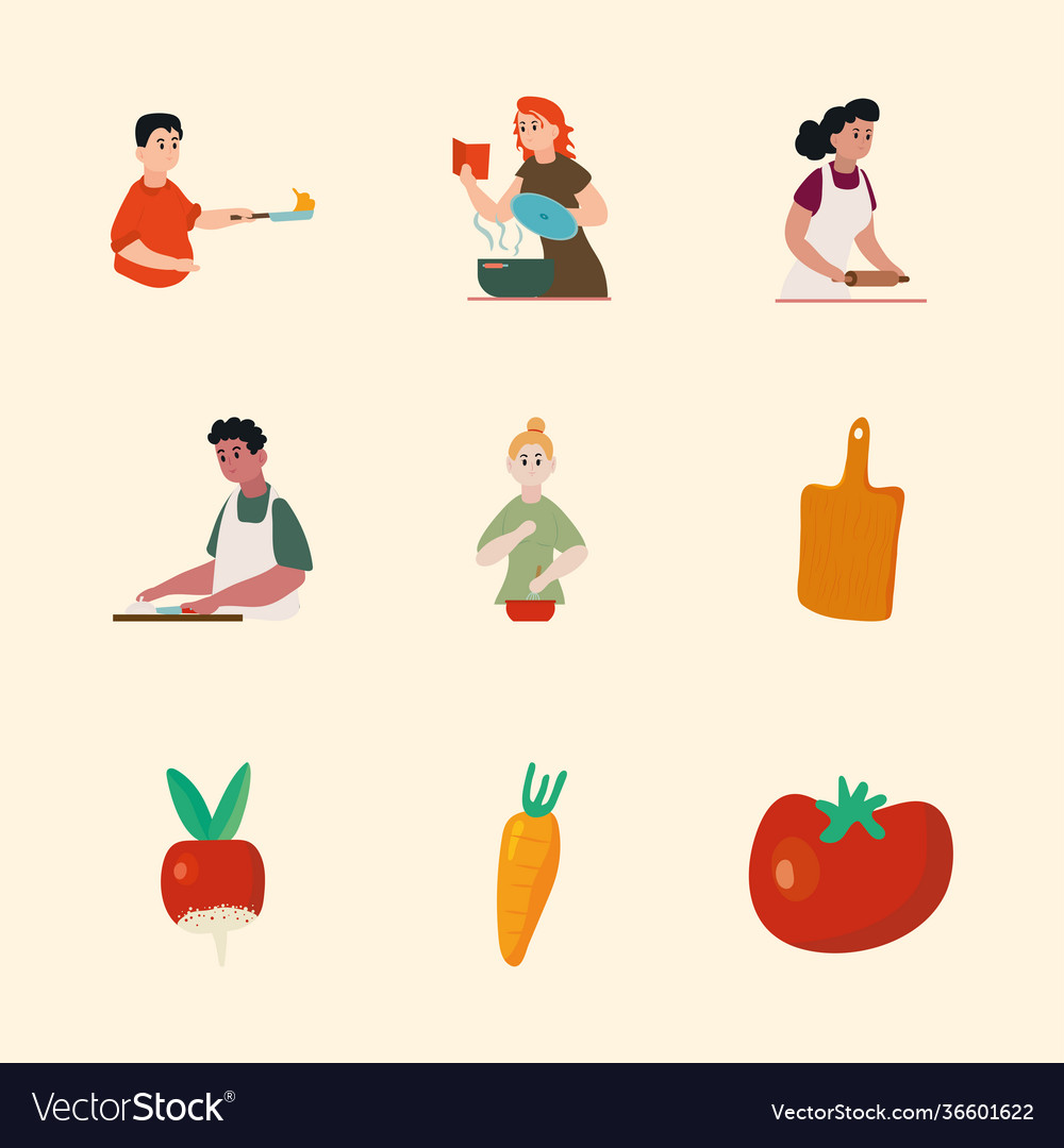 People cooking characters Royalty Free Vector Image