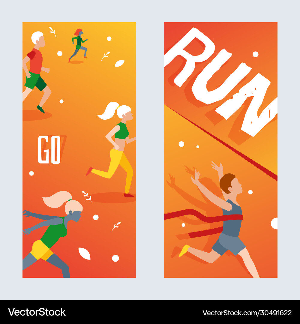 Running marathon vertical banner sport Royalty Free Vector
