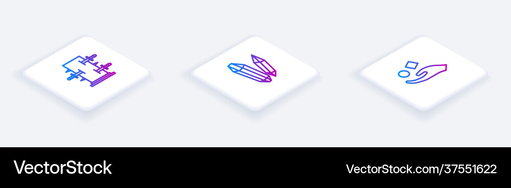 Set isometric line trunk for magic tricks magic Vector Image