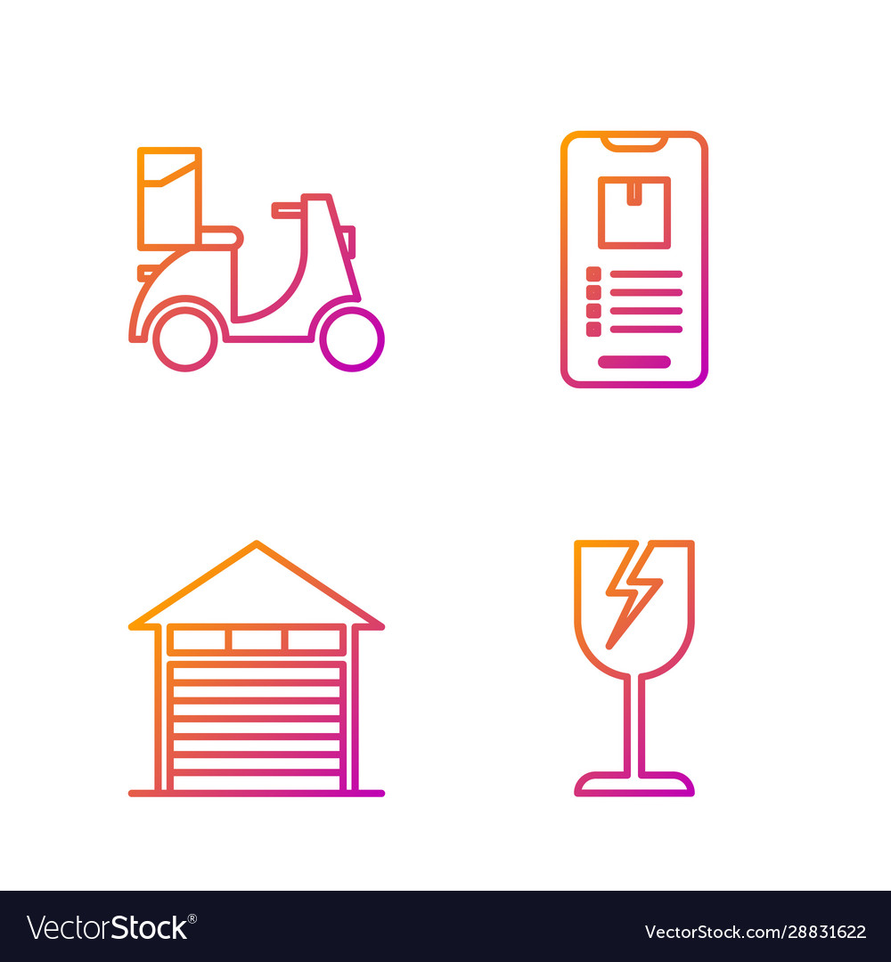 Set line fragile broken glass symbol closed Vector Image