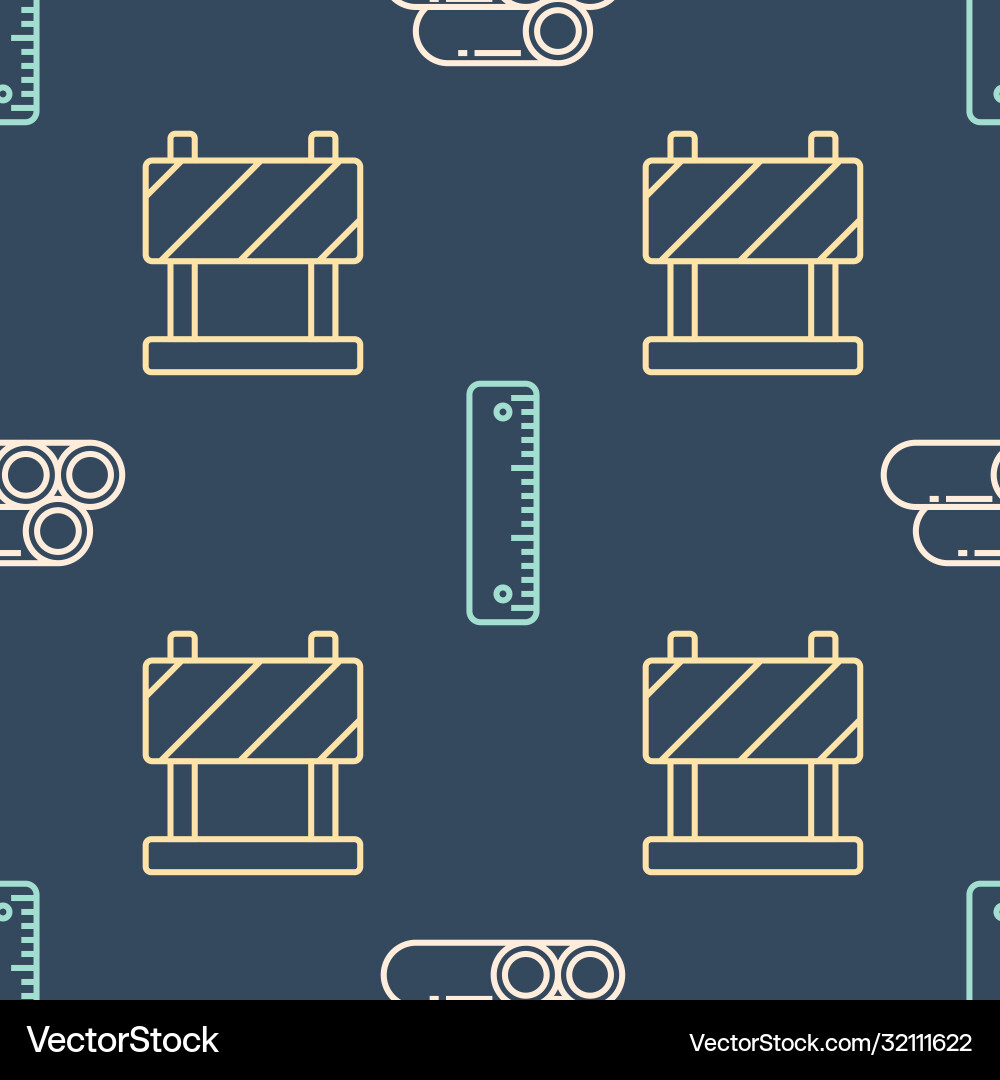 Set line industry metallic pipe road barrier Vector Image