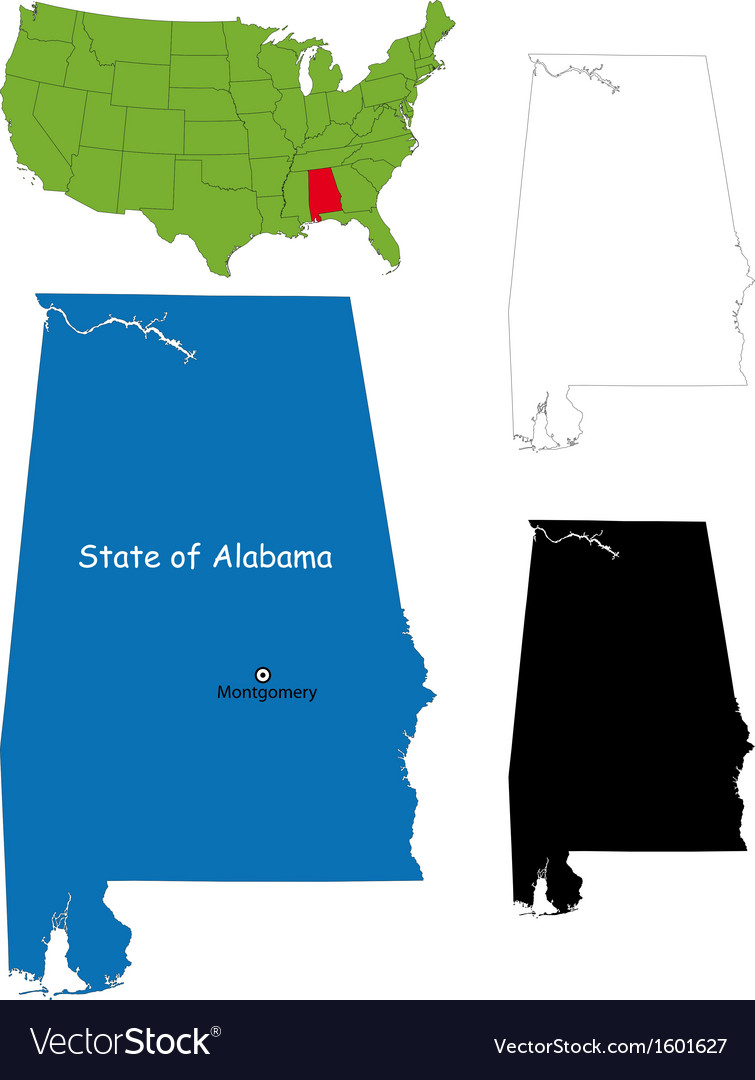 Alabama map Royalty Free Vector Image - VectorStock