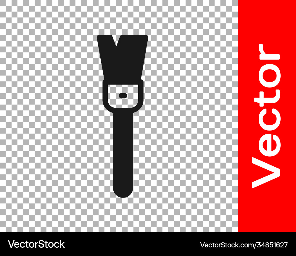 Black paint brush icon isolated on transparent Vector Image