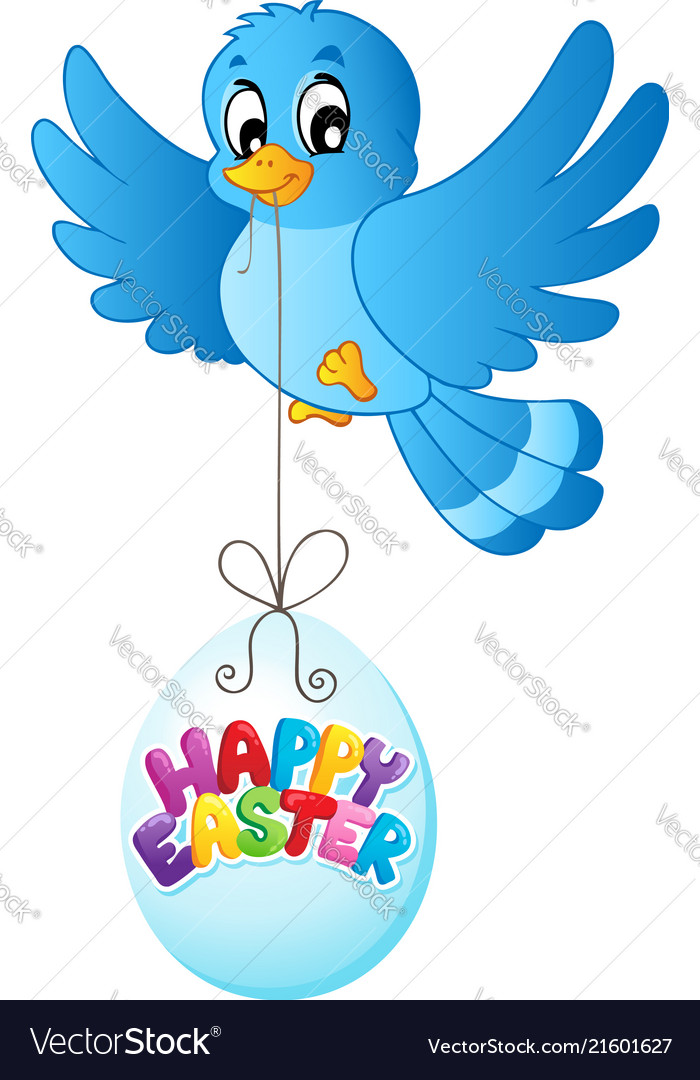 Blue bird with easter egg Royalty Free Vector Image