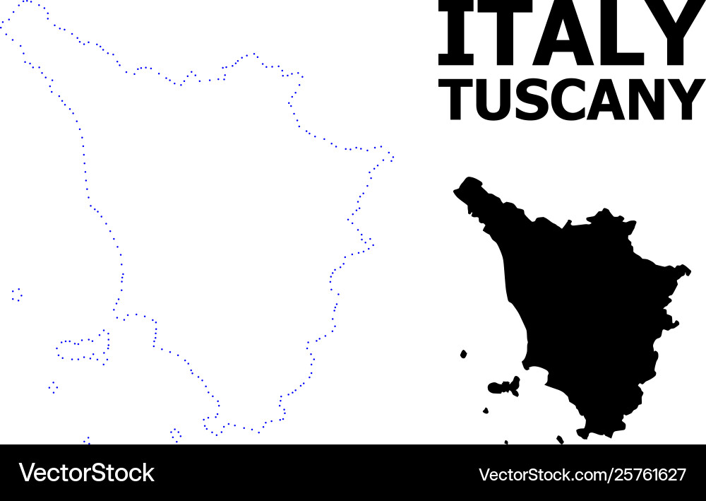 Contour dotted map tuscany region Royalty Free Vector Image