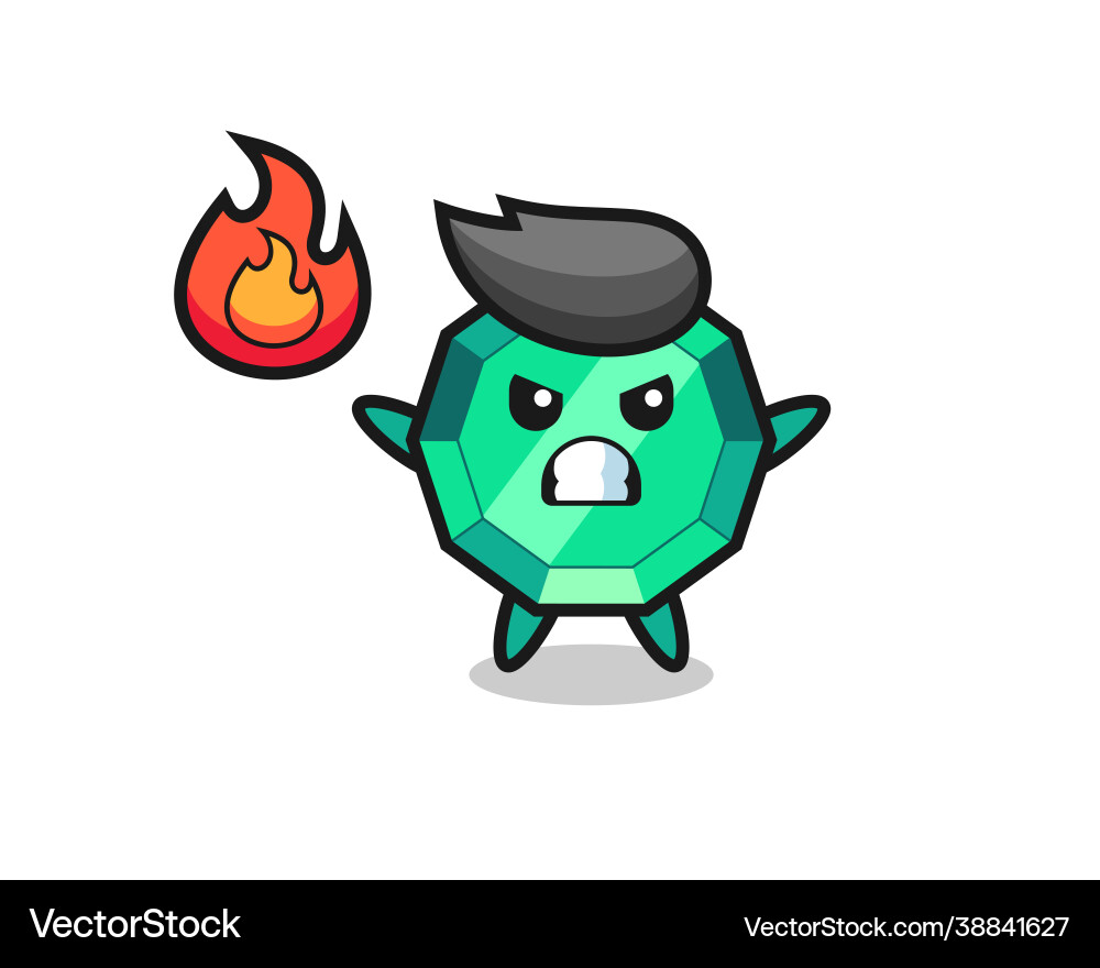 Emerald gemstone character cartoon with angry Vector Image