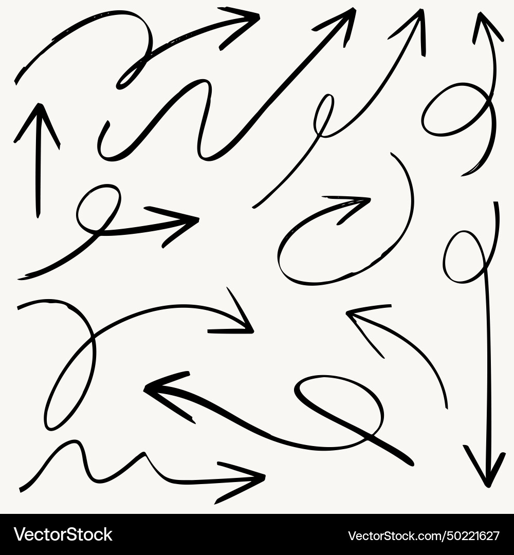 Hand drawn arrows collection for business plan Vector Image