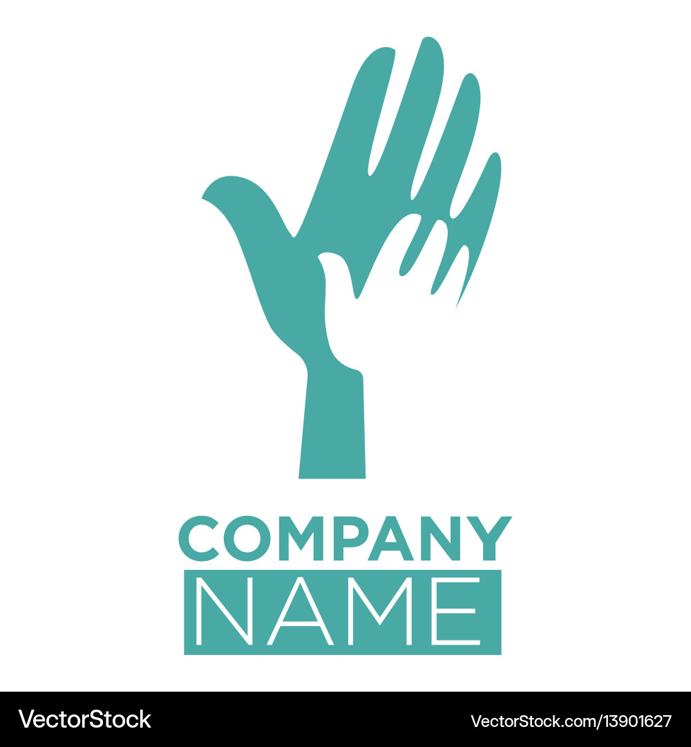 Hand in hands template icon dove bird Royalty Free Vector