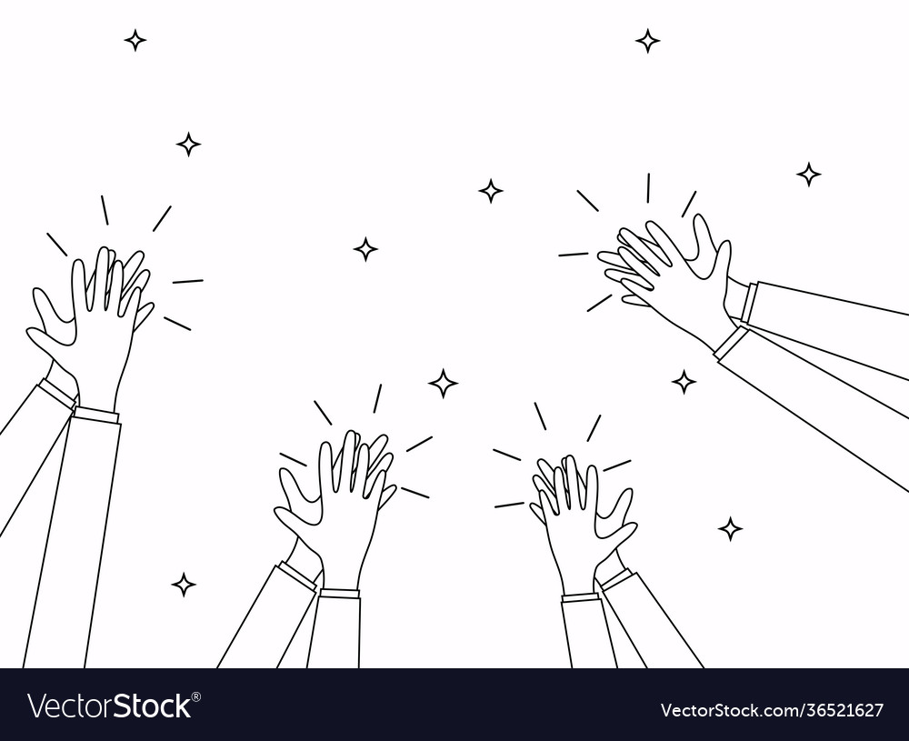 Human hands clapping linear design flat Royalty Free Vector