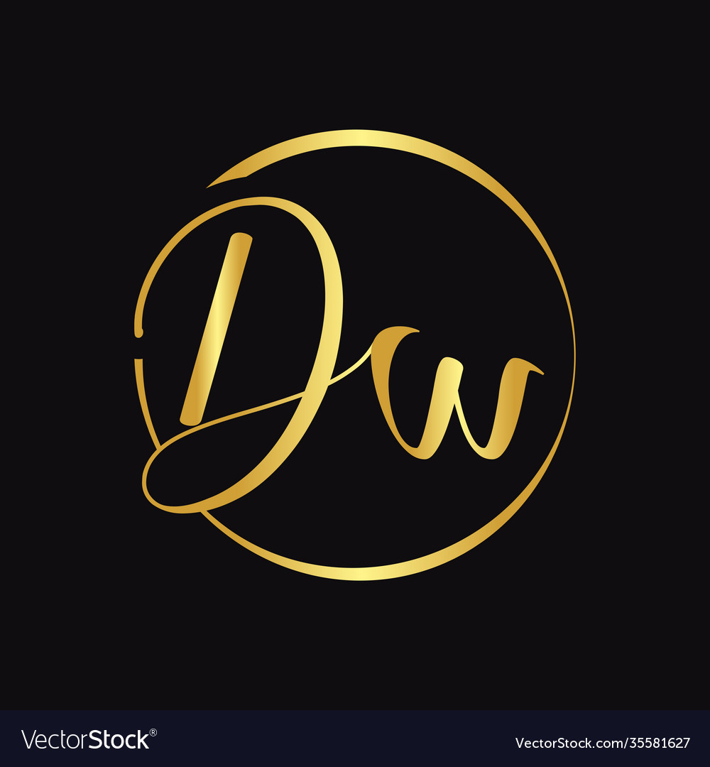 Initial dw script letter type logo design Vector Image