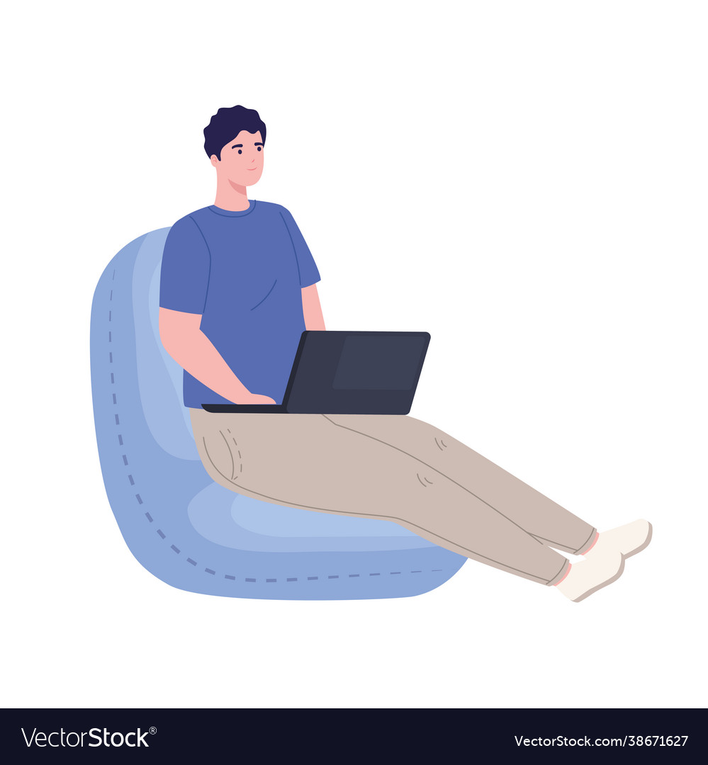 Man using laptop Royalty Free Vector Image - VectorStock