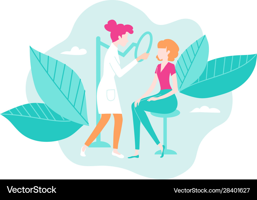Medical procedure dermatoscopy a dermatologist or Vector Image