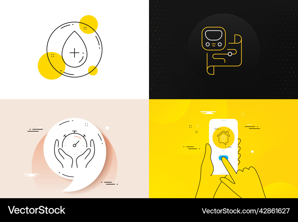 Minimal set of timer work home and metro map line Vector Image