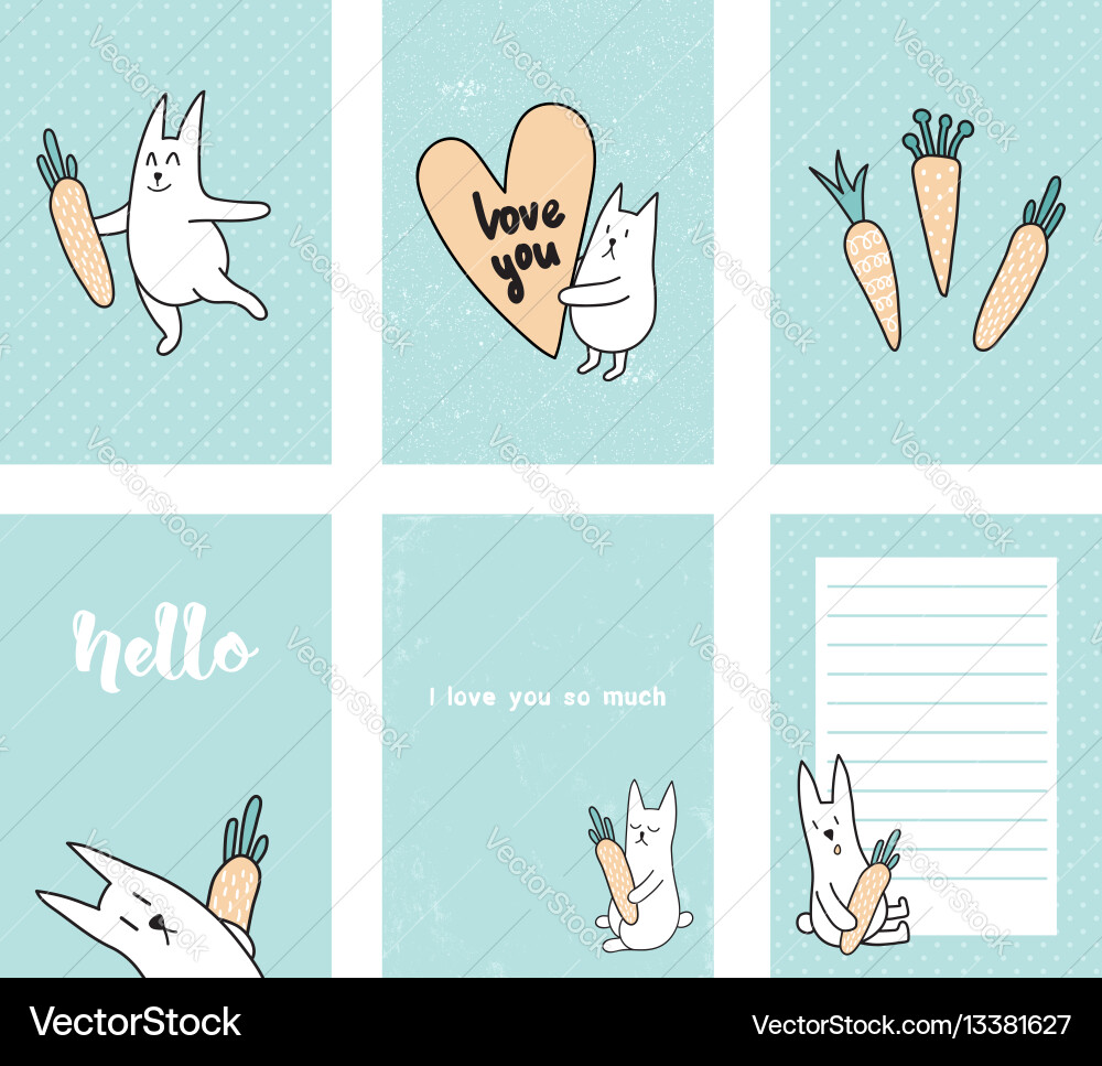 Rabbit cards Royalty Free Vector Image - VectorStock