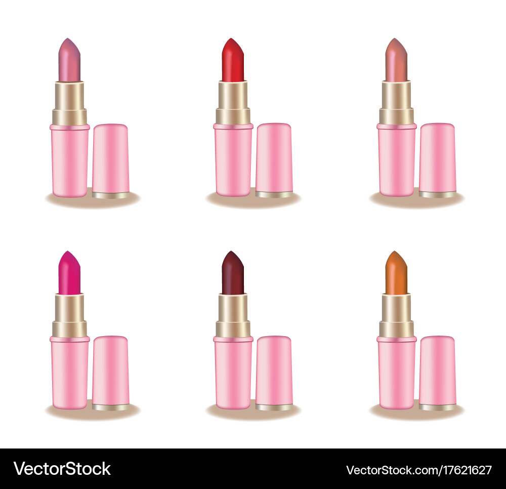 Red lipstick cosmetics product realistic Vector Image