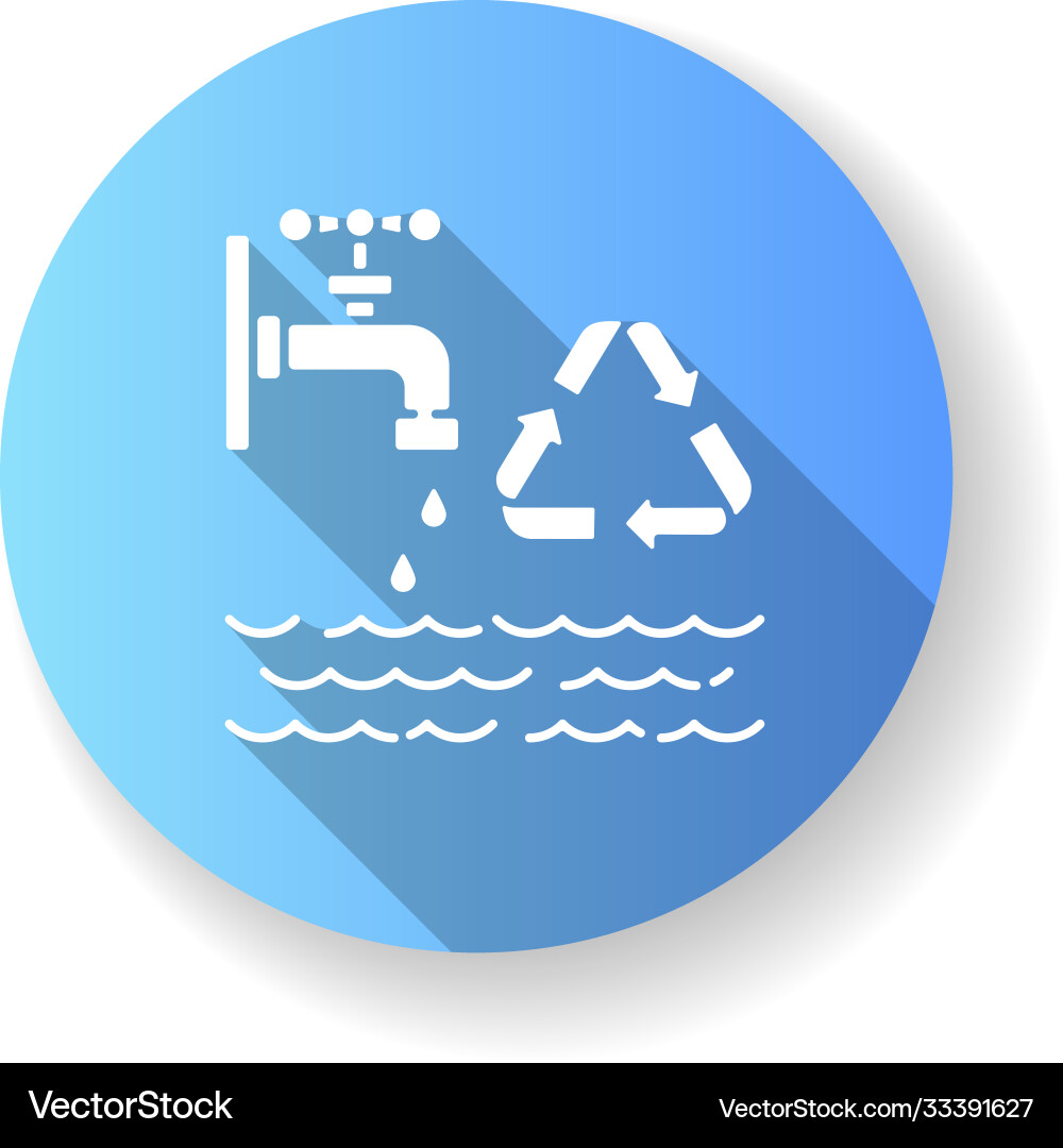 Reducing water use blue flat design long shadow Vector Image