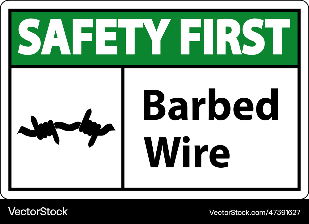 Safety first sign barbed wire on white background Vector Image