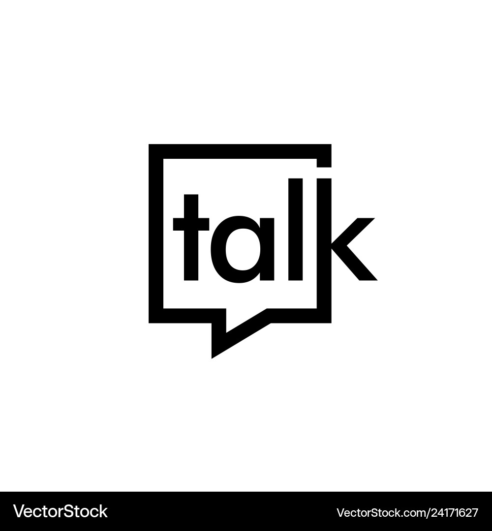Talk lettering letter mark on chat bubble icon Vector Image